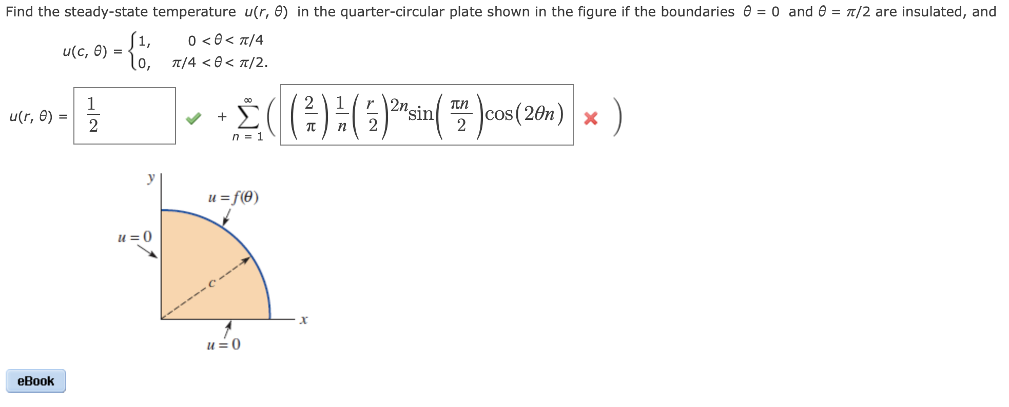 Solved Find the steady-state temperature u(r,θ) in the | Chegg.com