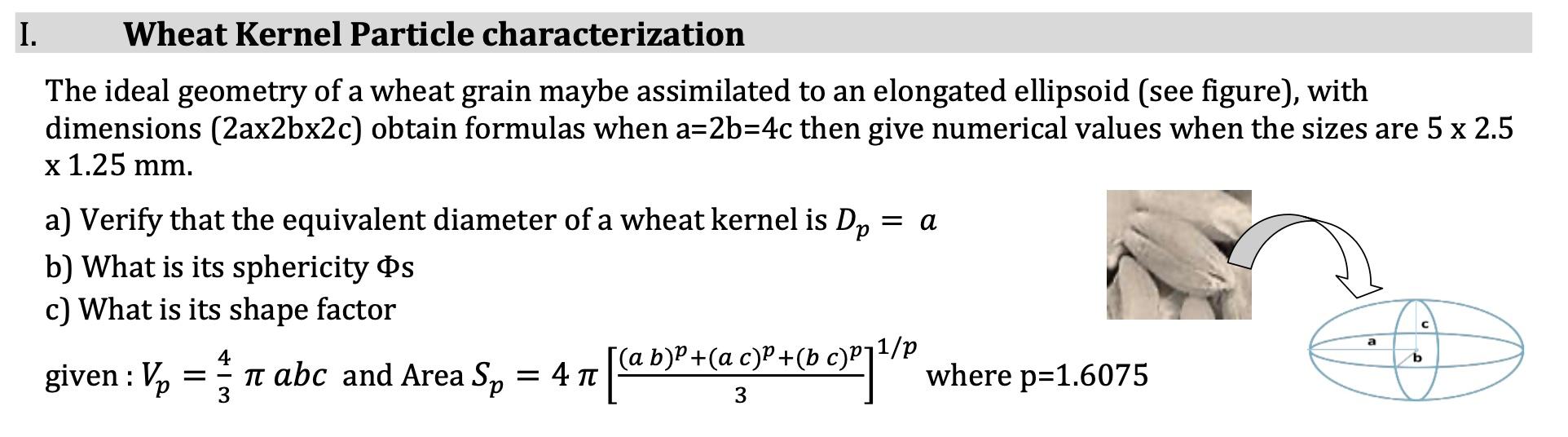 Solved The ideal geometry of a wheat grain maybe assimilated | Chegg.com
