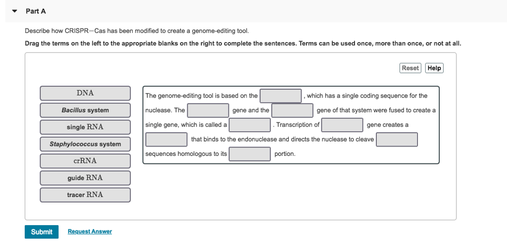 Solved Part A Describe how CRISPR-Cas has been modified to | Chegg.com