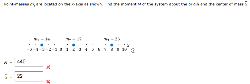 Solved Point-masses mi are located on the x-axis as shown. | Chegg.com