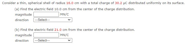 Solved Consider a thin, spherical shell of radius 16.0cm | Chegg.com