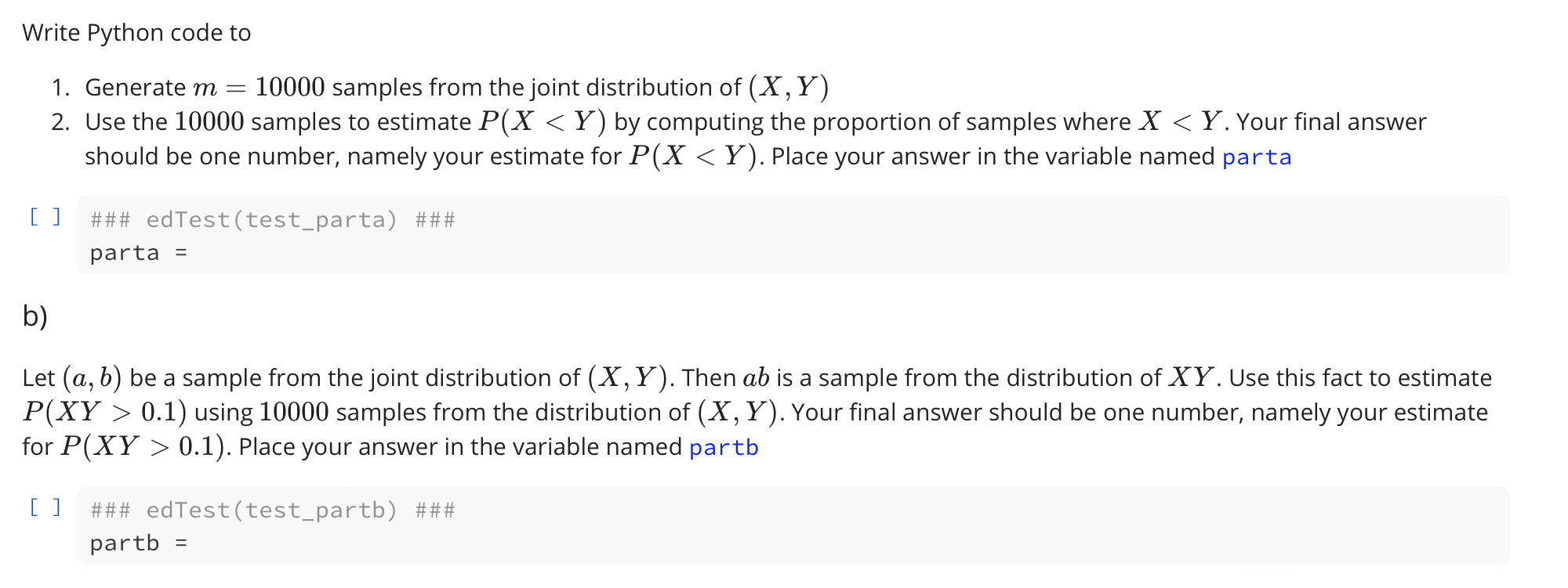 Python/Probability question. Please answer both parts | Chegg.com