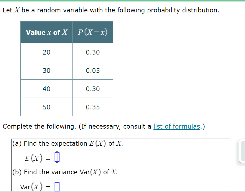 Solved Let X be a random variable with the following | Chegg.com