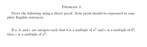Solved Prove the following using a direct proof. Your proof | Chegg.com