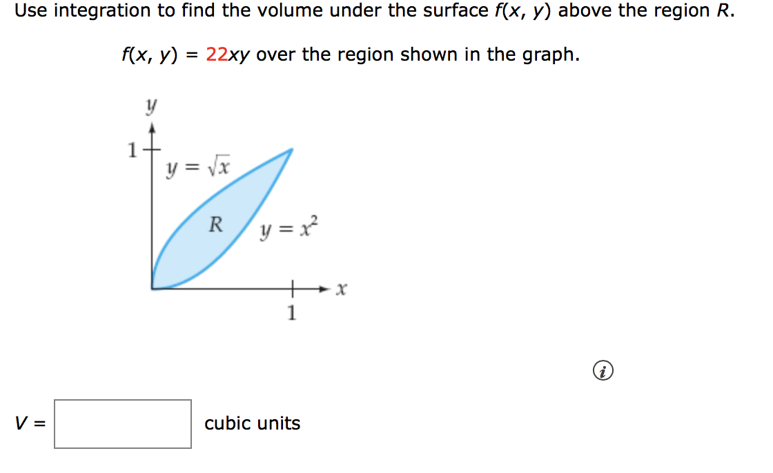 Solved Use integration to find the volume under the surface | Chegg.com