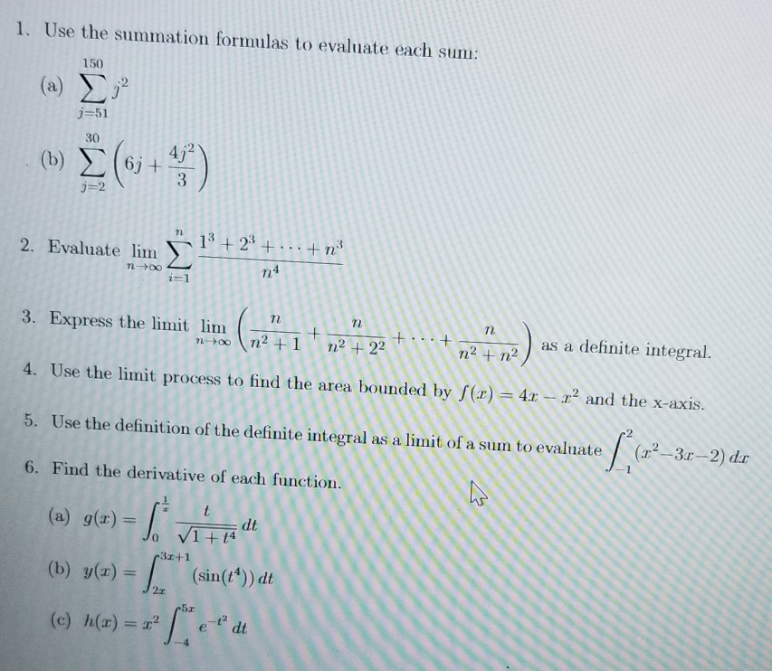 Solved 1. Use the summation formulas to evaluate each sum: 1 | Chegg.com