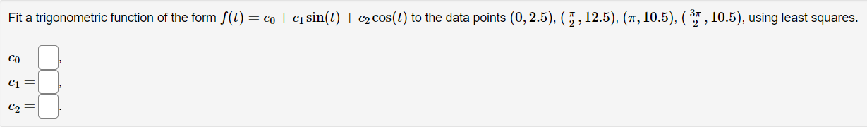 Solved Fit a trigonometric function of the form | Chegg.com