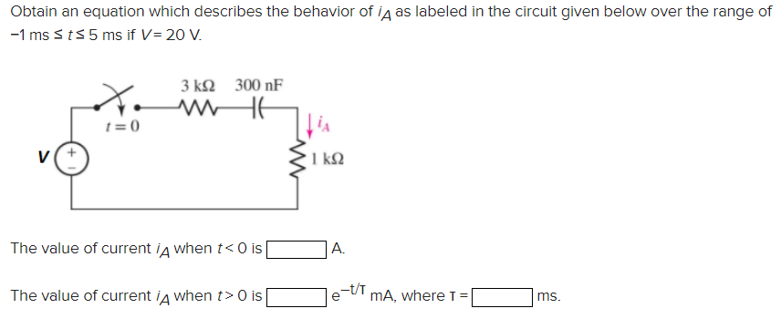 Solved Obtain an equation which describes the behavior of iA | Chegg.com