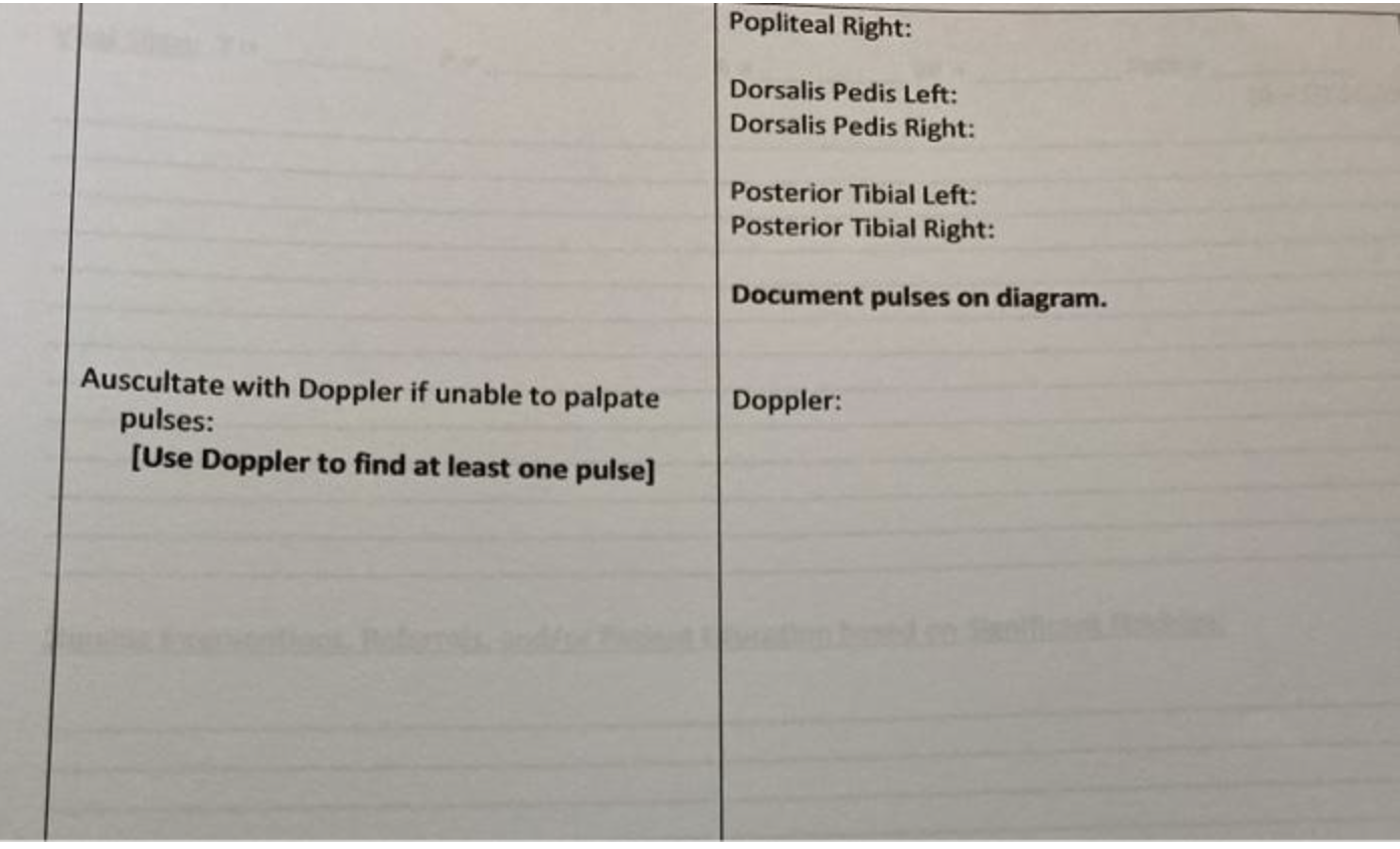 Peripheral Vascular/Lymphatic Assessment Lab Initials | Chegg.com