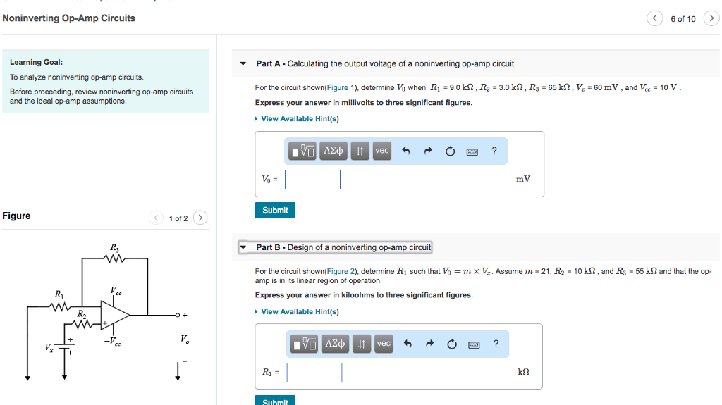 Solved Noninverting Op-Amp Circuits 6 of 10 Learning Goal: | Chegg.com