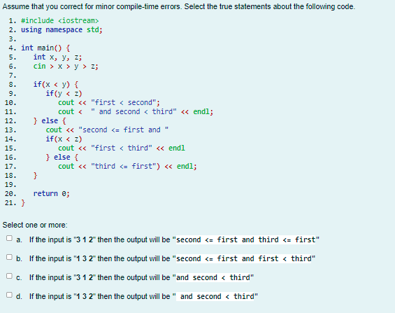 Solved Assume that you correct for minor compile-time | Chegg.com