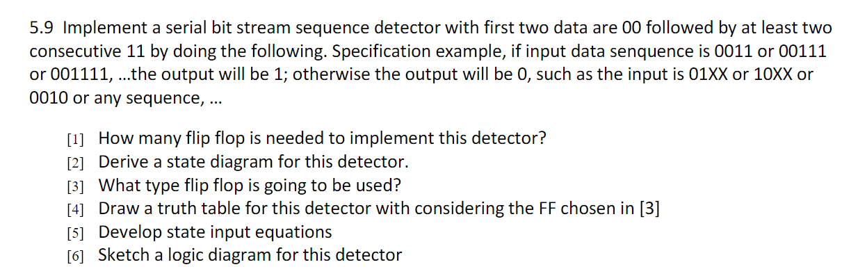 Solved 5.9 Implement a serial bit stream sequence detector | Chegg.com