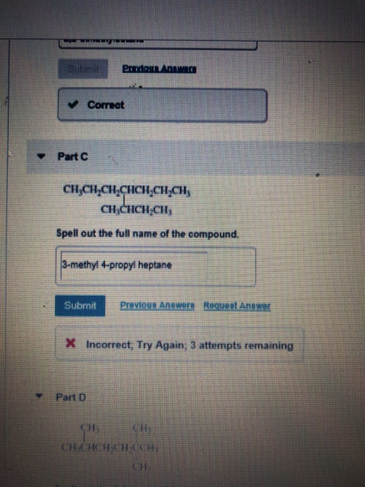 Solved Correct Part C CH CH,CH CHCH, CH-CH CI liči ісі | Chegg.com