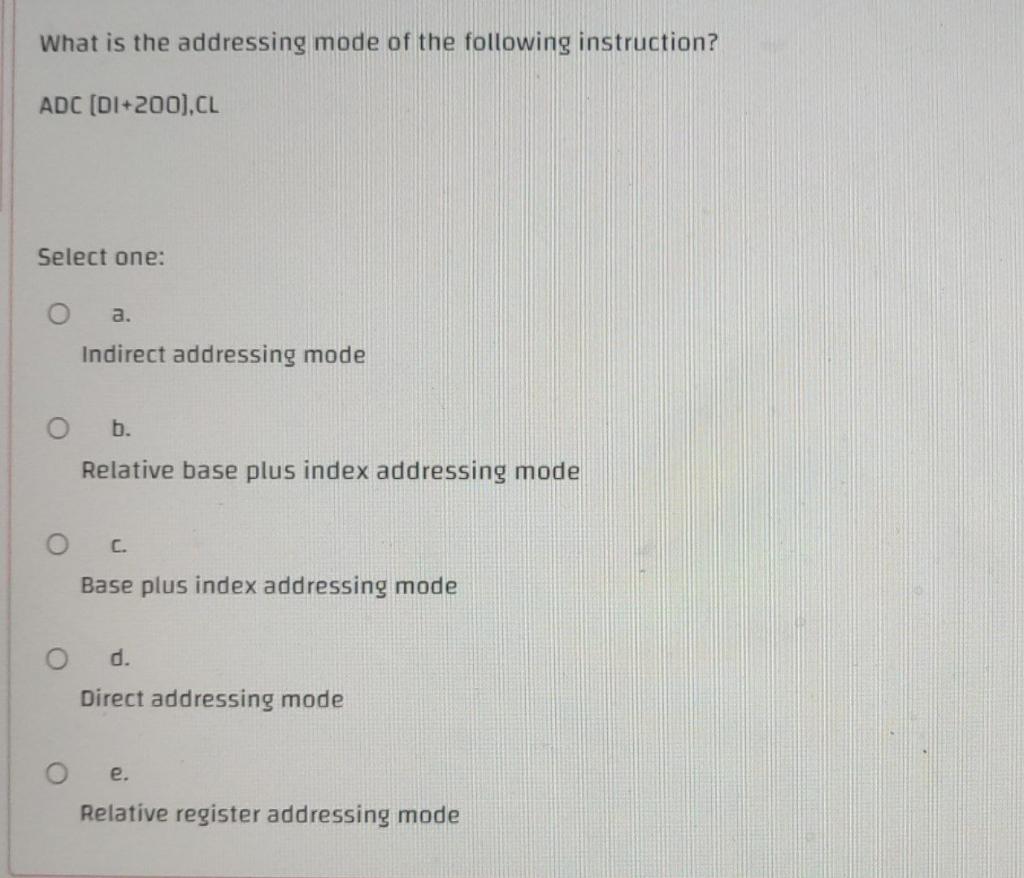 Solved What is the addressing mode of the following | Chegg.com