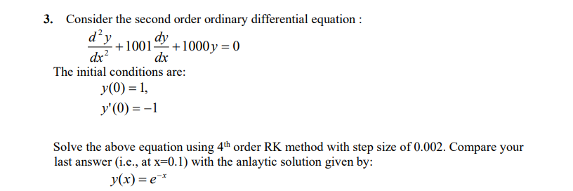 Solved 3 Consider The Second Order Ordinary Differential