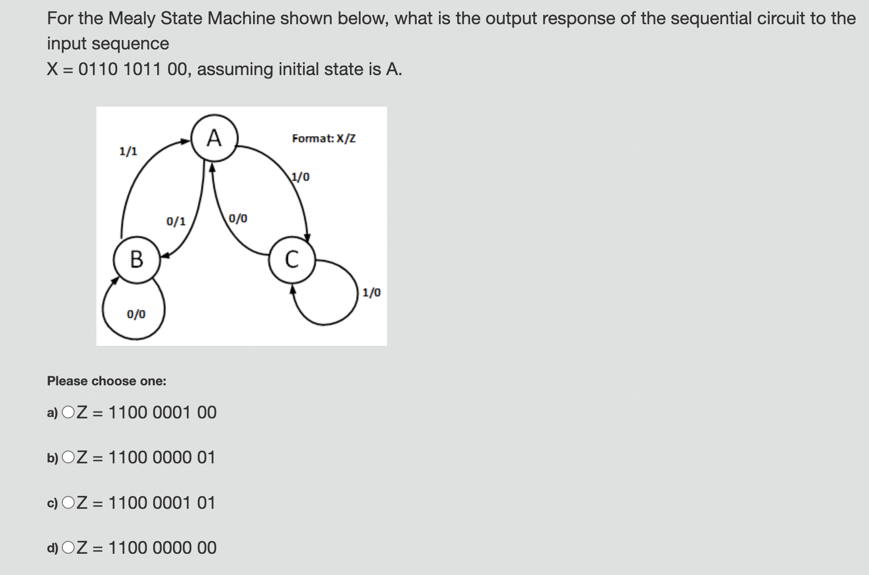 Solved For the Mealy State Machine shown below, what is the | Chegg.com