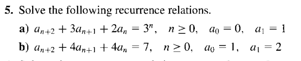Solved 5. Solve the following recurrence relations. a) Un+2 | Chegg.com