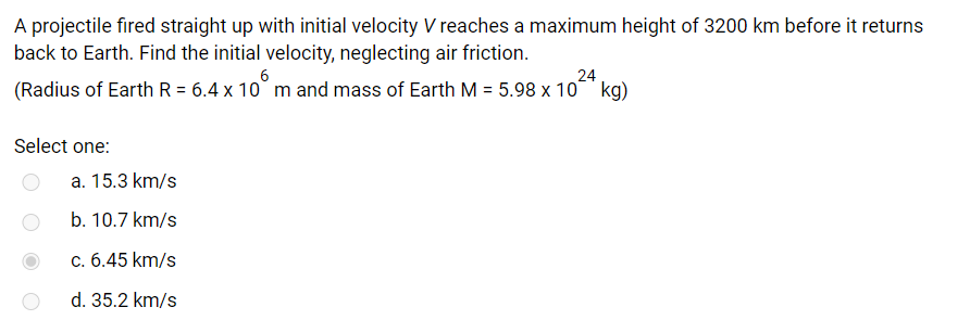 Solved A projectile fired straight up with initial velocity | Chegg.com