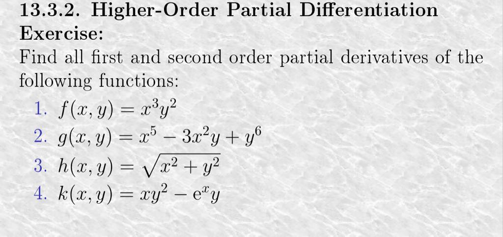 Solved 13.3.2. Higher-Order Partial Differentiation | Chegg.com