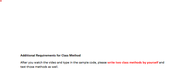 Additional Requirements for Class MethodAfter you | Chegg.com