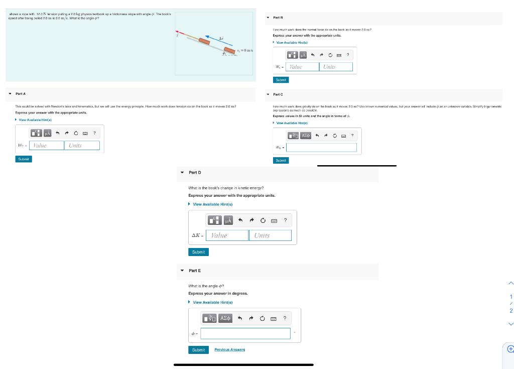 Solved Image shows a rope with 12.0 N tension pulling a 2.0 | Chegg.com