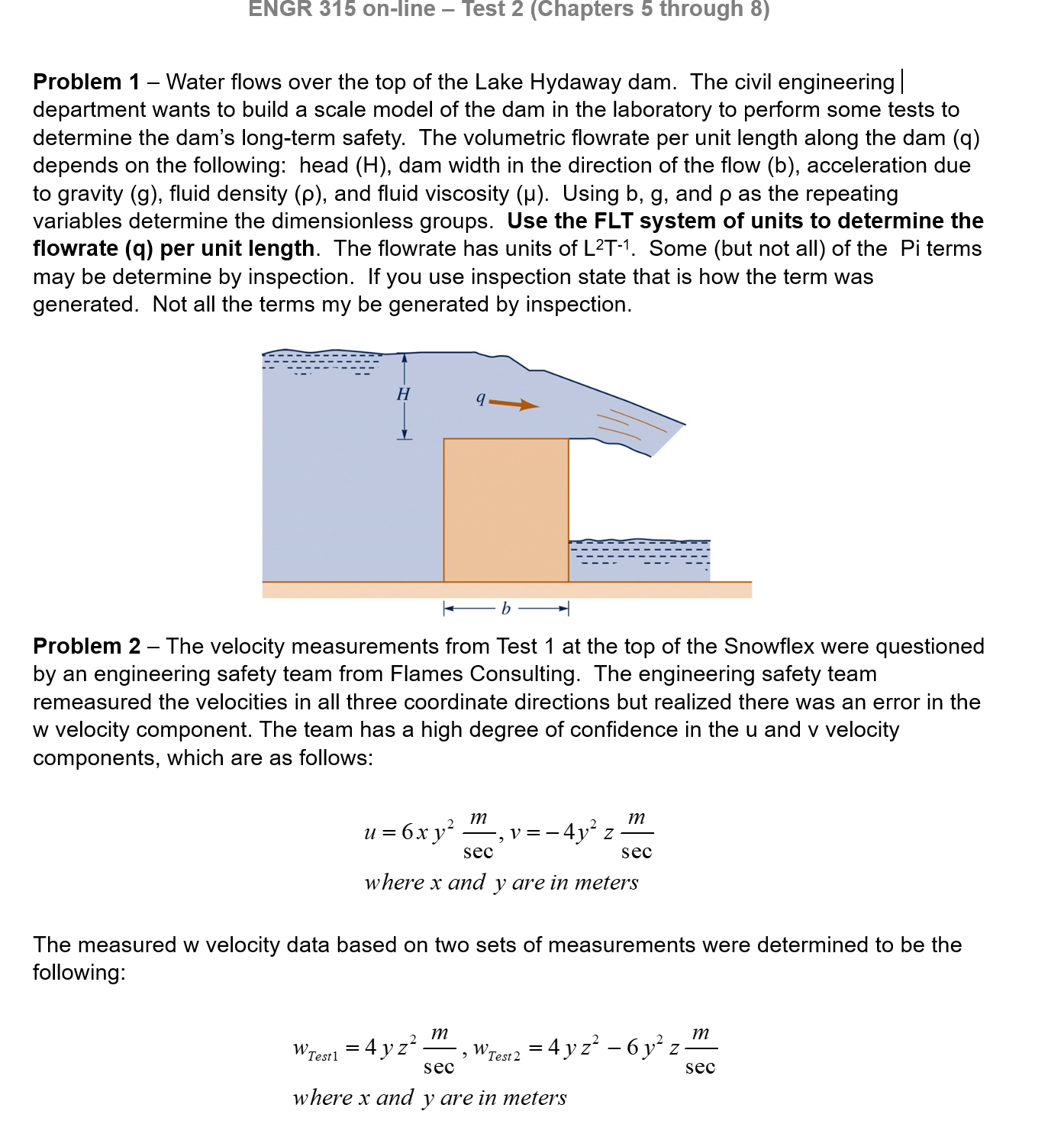 Solved Problem 1 - Water flows over the top of the Lake | Chegg.com