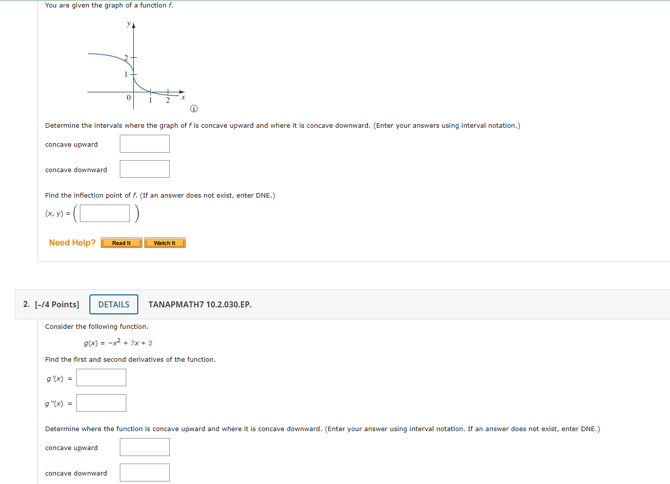 Solved You are given the graph of a function f. Determine | Chegg.com