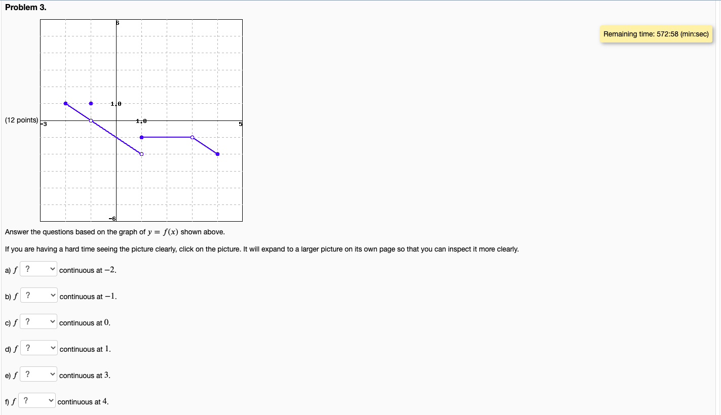 Solved Problem 3. Remaining time: 572:58 (min:sec) (12 | Chegg.com
