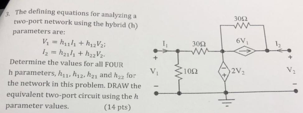 Solved the defining equation for analyzing a two port | Chegg.com