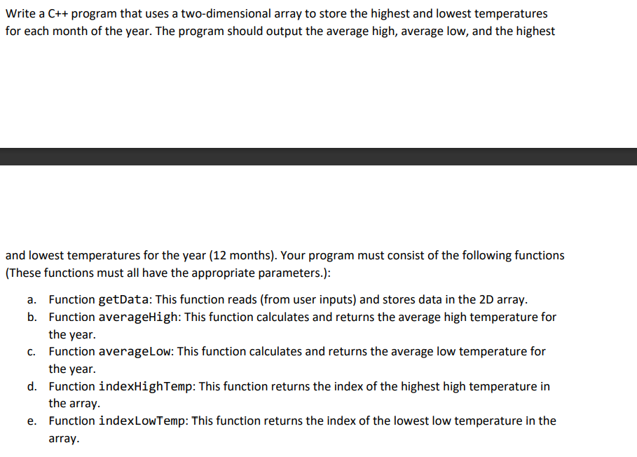 Solved Write a C++ program that uses a two-dimensional array | Chegg.com