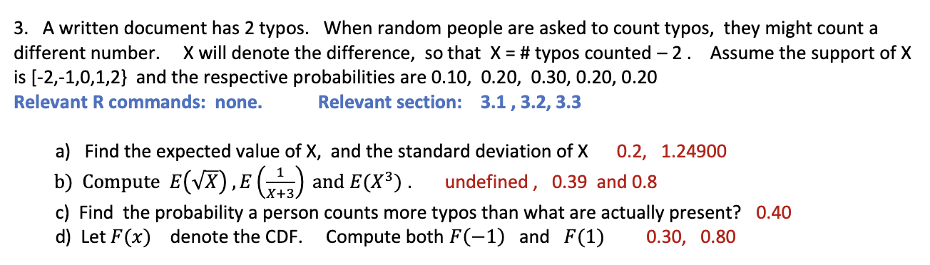 Solved 3. A written document has 2 typos. When random people | Chegg.com