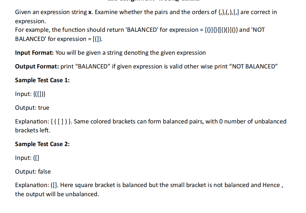 Solved Given an expression string x. ﻿Examine whether the | Chegg.com