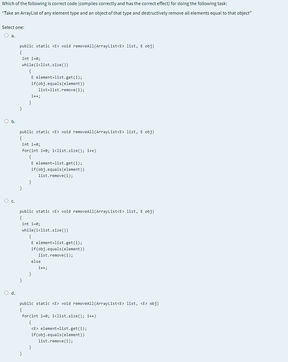Solved Which of the following is correct code (compiles | Chegg.com