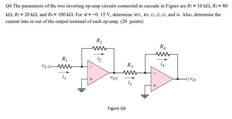Solved Q4 The parameters of the two inverting op-amp | Chegg.com