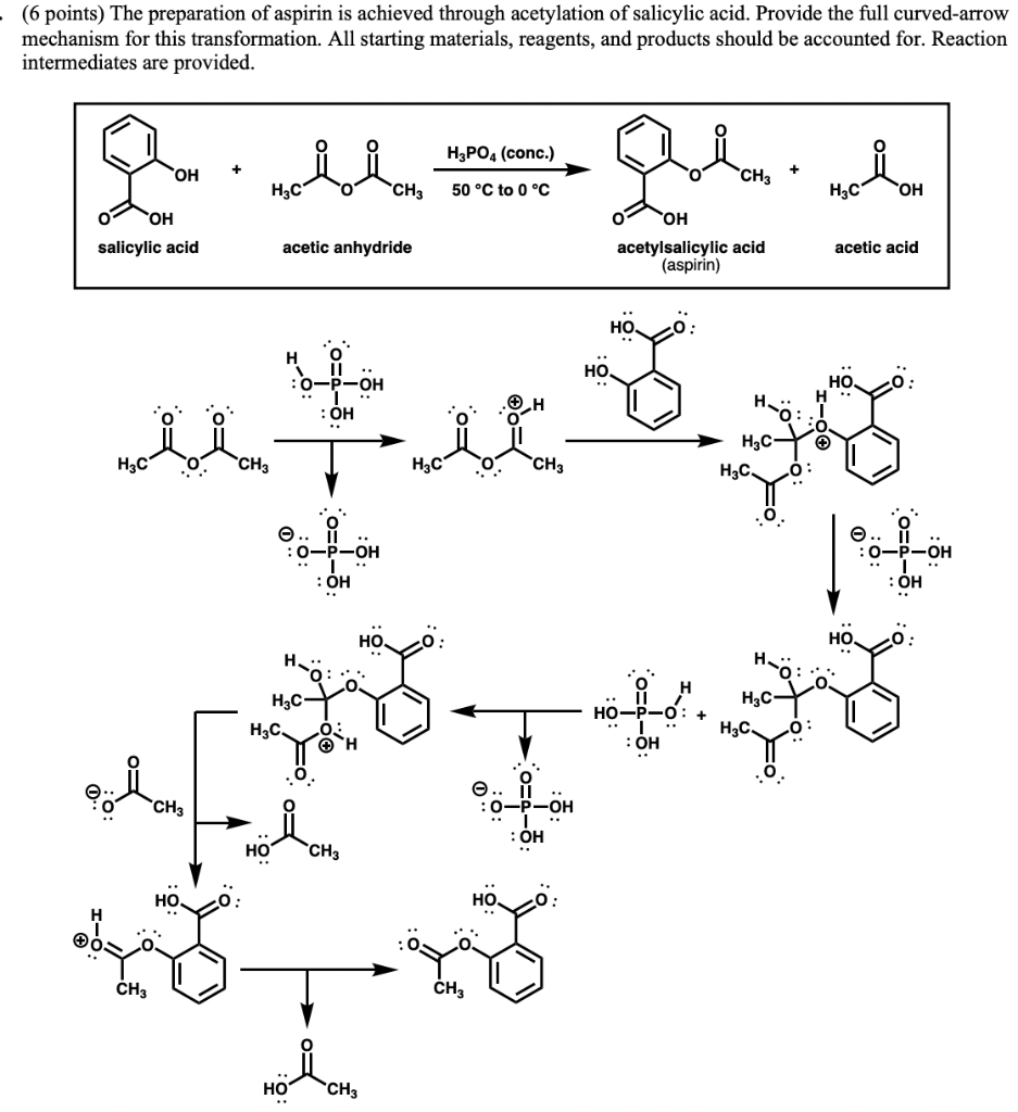 Solved 6 points) The preparation of aspirin is achieved | Chegg.com
