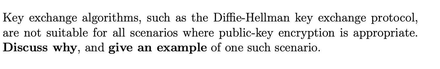 Key exchange algorithms, such as the Diffie-Hellman | Chegg.com