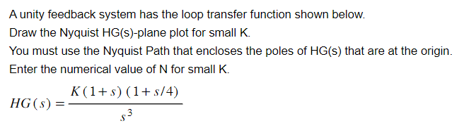 Solved A unity feedback system has the loop transfer | Chegg.com
