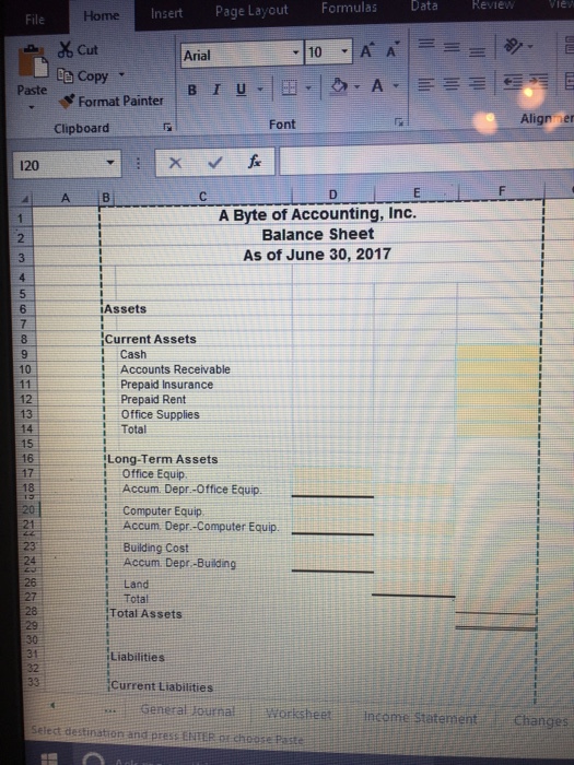 Solved A Byte of Accounting Inc. Please fill in the yellow | Chegg.com