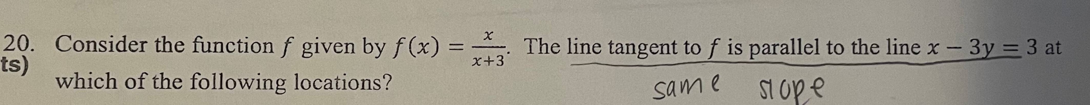 Solved Consider the function f ﻿given by f(x)=xx+3. ﻿The | Chegg.com