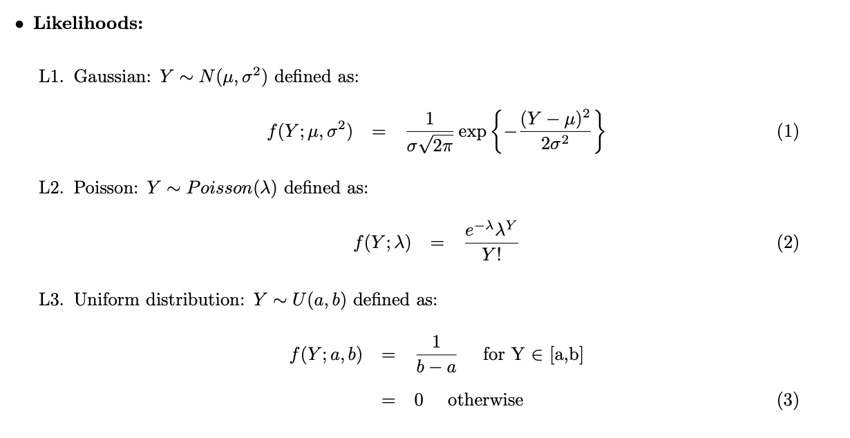 ] Below are three likelihoods, three link functions | Chegg.com
