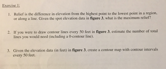 Solved Exercise 1: Relief is the difference in elevation | Chegg.com