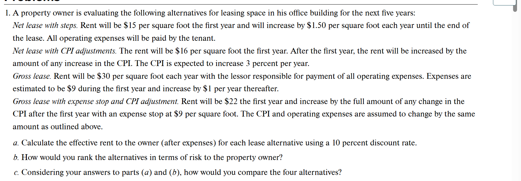 Solved how would you rank the alternatives in terms of risk | Chegg.com