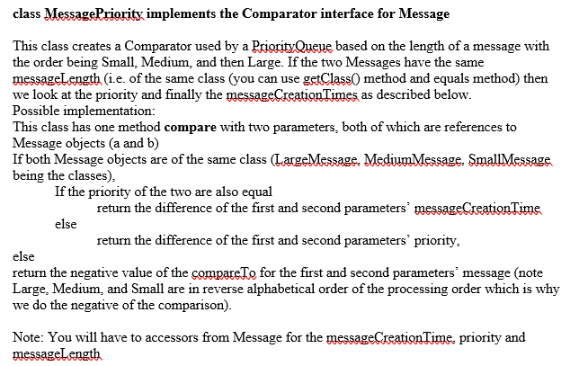 Solved class MessagePriority implements the Comparator | Chegg.com
