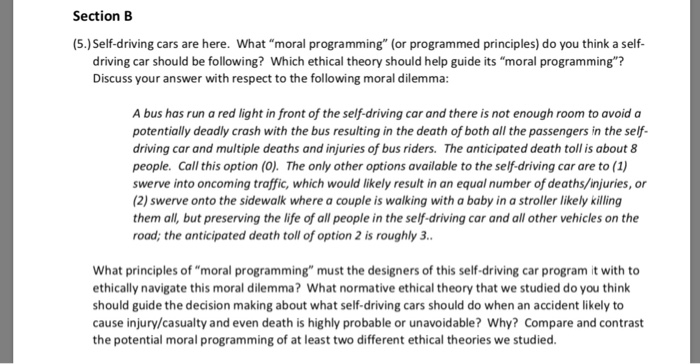Solved Section B (5.) Self-driving cars are here. What | Chegg.com