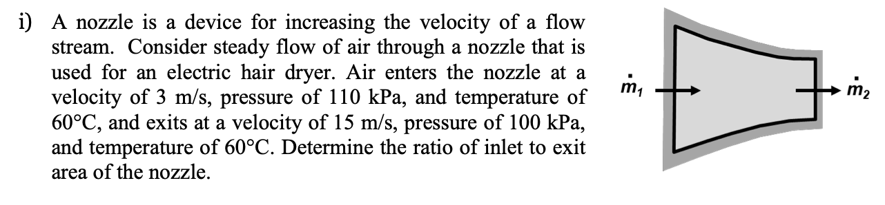 Solved i) A nozzle is a device for increasing the velocity | Chegg.com