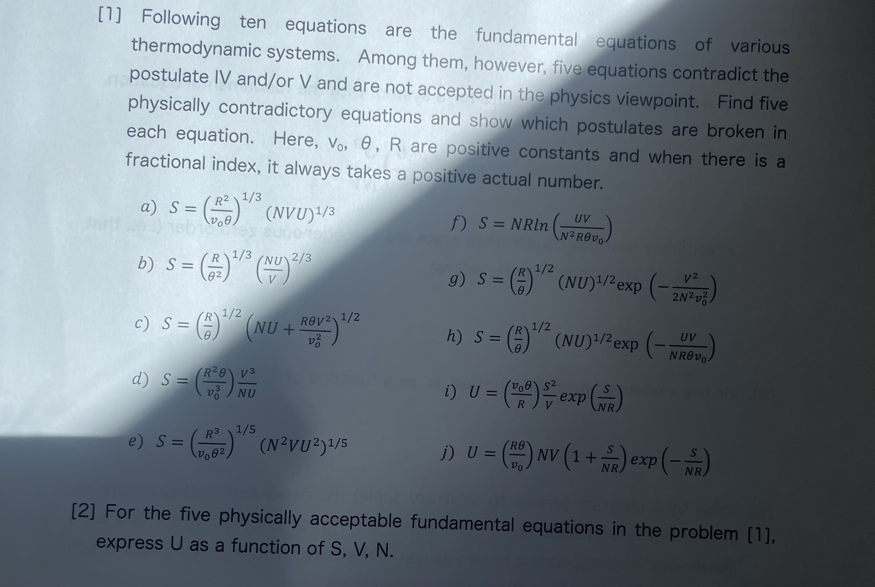 Solved [1] Following ten equations are the fundamental | Chegg.com