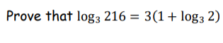 Solved Prove that log3 216 = 3(1 + log32) | Chegg.com