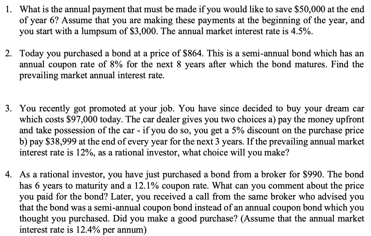 Solved 1. What is the annual payment that must be made if | Chegg.com