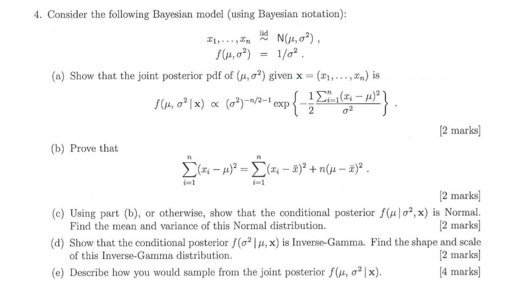 Solved 4. Consider the following Bayesian model (using | Chegg.com