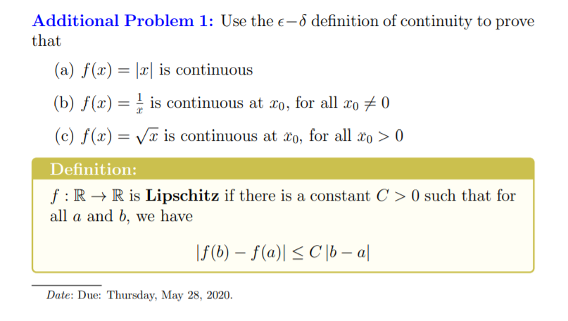 Solved Additional Problem 1: Use the e-8 definition of | Chegg.com